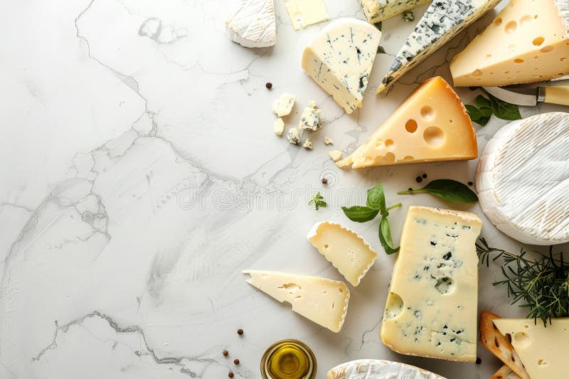 Different Types of Cheese Flat Lay Stock Photo - Image of luxury ...