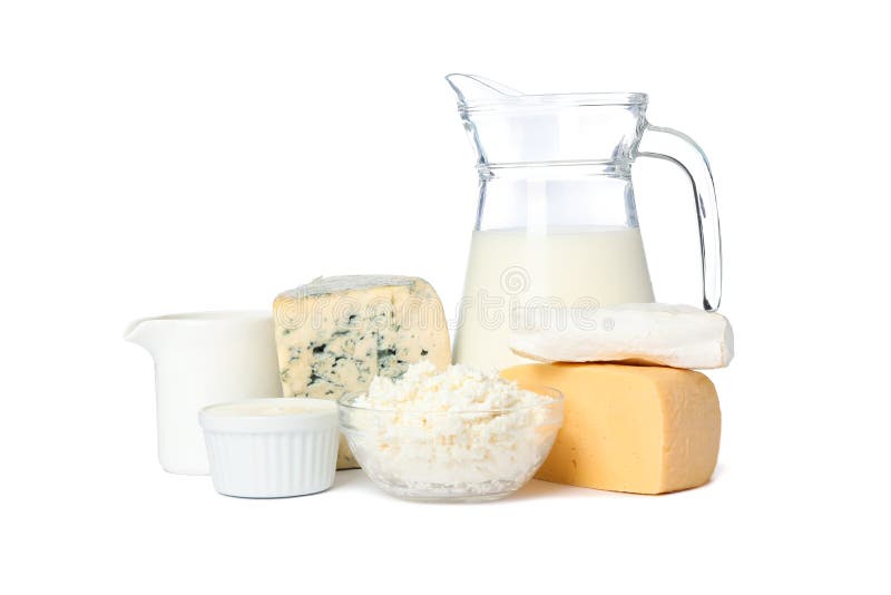 Different Types of Cheese and Milk Isolated Stock Image - Image of ...