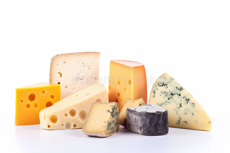 Different Types of Cheese on a White Background Stock Illustration ...