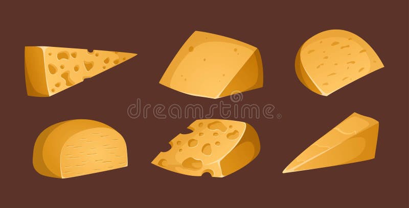Different Types of Cheeses on a Brown Background. Part of Large Hard ...