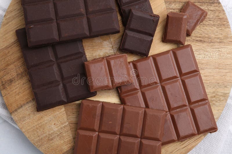 Different Types of Chocolate on Table, Top View Stock Photo - Image of ...