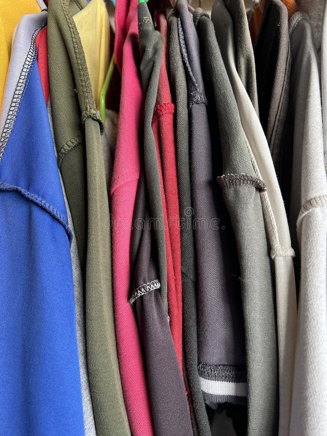 Different Types of Clothes in a Row Stock Photo - Image of fabric, blue ...