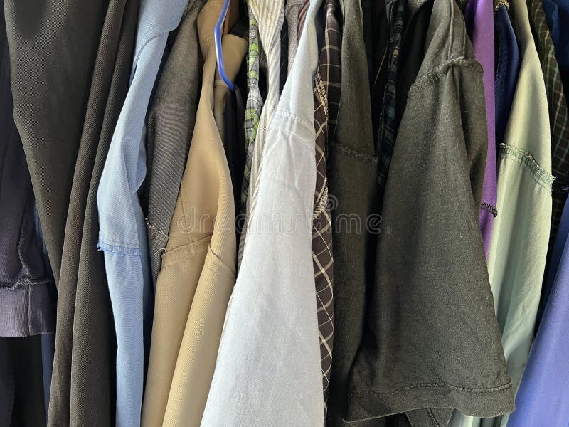 Different Types of Clothes in a Row Stock Image - Image of hanger ...