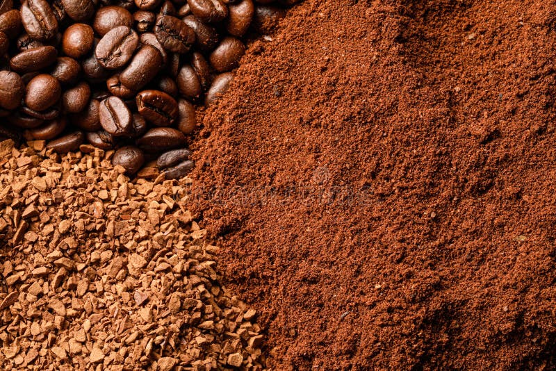 Different Types of Coffee As Background, Top View Stock Photo - Image ...