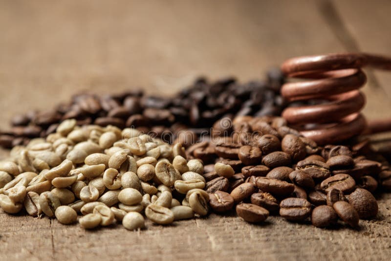Different Types of Coffee Beans of Different Roasting Stock Photo ...