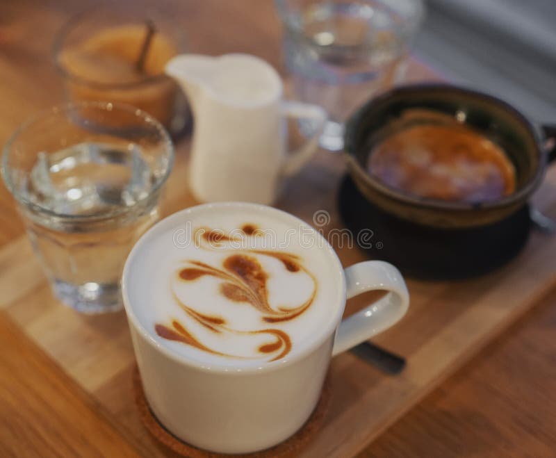 Different Types of Coffee in Mugs on a Table in a Cafe Stock Photo ...