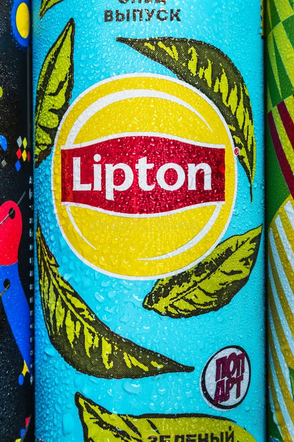 Different Types of Cold Lipton Tea in a Different Design Aluminum Can ...