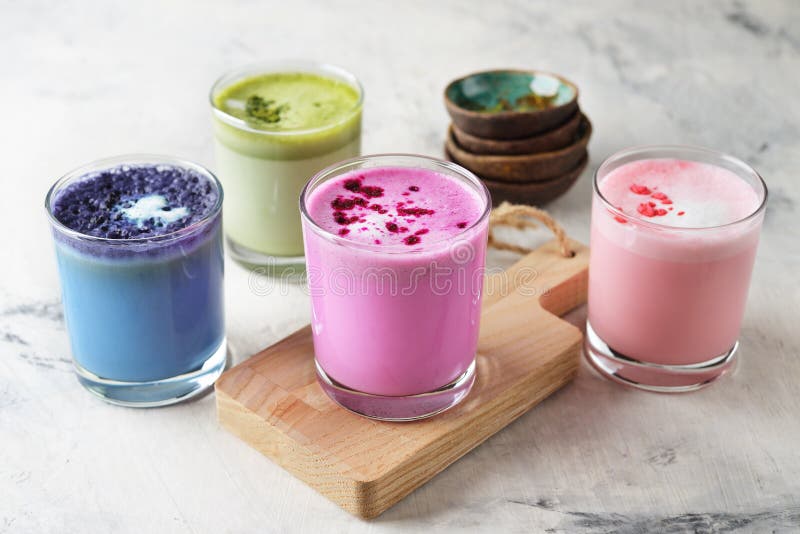 Different Types of Colored Latte Stock Image - Image of beverages ...