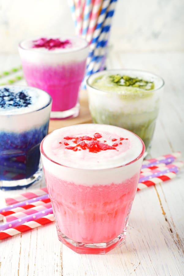 Different Types of Colored Latte Stock Photo - Image of nutrition ...