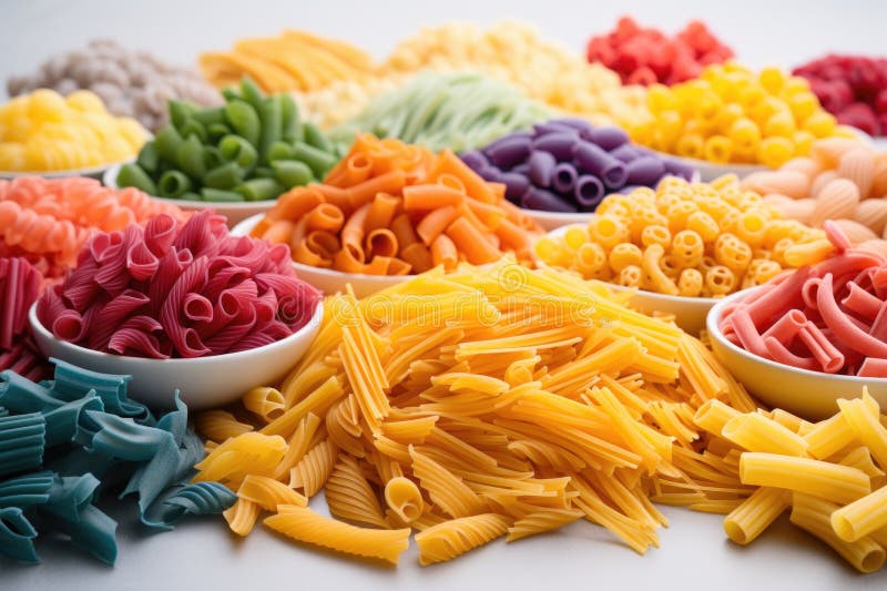 Different Types of Colored Pasta Stock Illustration - Illustration of ...