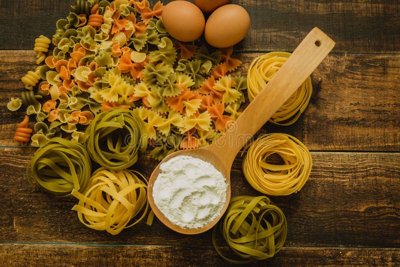 Different Types of Colored Pasta Stock Photo - Image of pepper, savory ...