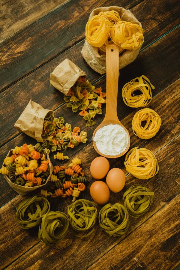 Different Types Of Colored Pasta Stock Image - Image of cooking ...