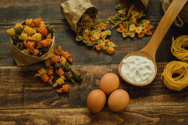 Different Types of Colored Pasta Stock Photo - Image of pasta, shape ...