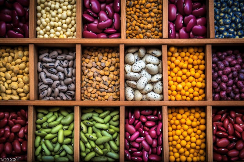 Different Types of Colorful Beans Arranged in Boxes. Conceptual ...
