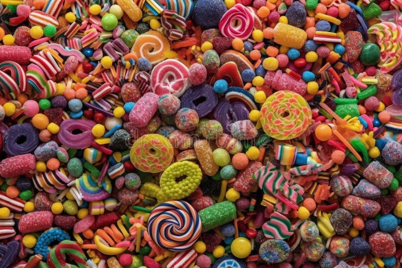 Different Types of Colorful Candy Sweets. Conceptual Illustration ...