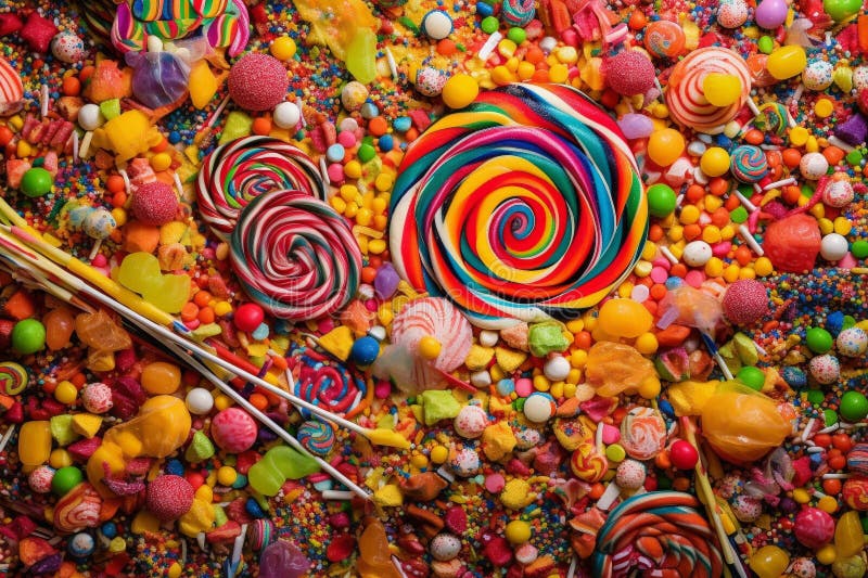 Different Types of Colorful Candy Sweets. Conceptual Illustration ...