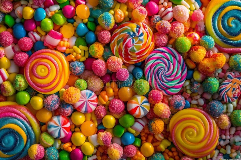 Different Types of Colorful Candy Sweets. Conceptual Illustration ...