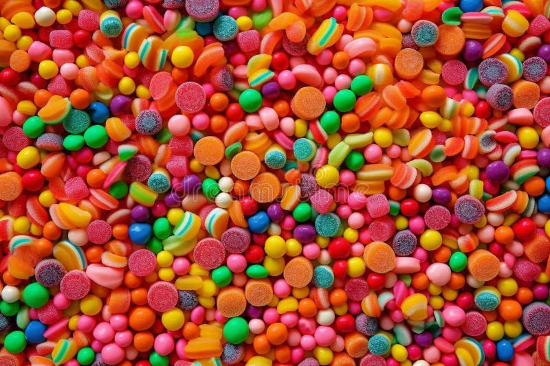 Different Types of Colorful Candy Sweets. Conceptual Illustration ...