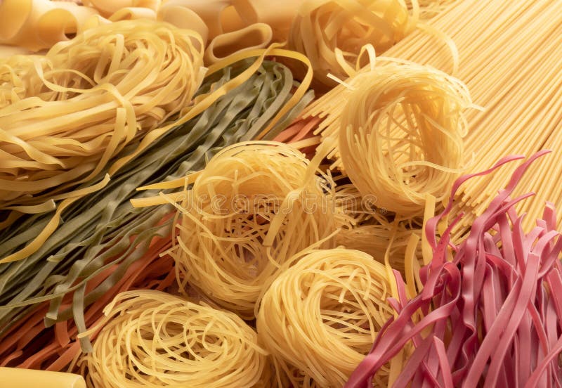 Different Types, Colour of Pasta and Geometric Shape Stock Photo ...