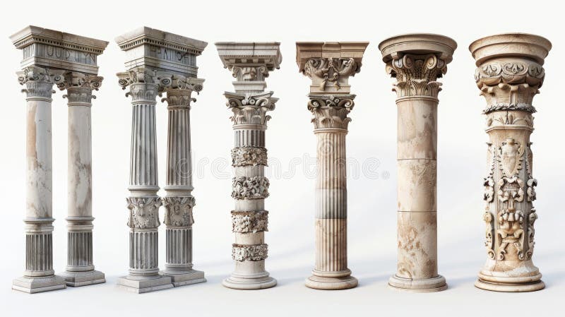Different Types of Columns Displayed on a White Background. Ideal for ...