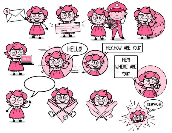 Different Types Comic Intelligent Girl Concepts - Various Vector ...