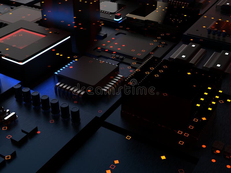 Different Types of Computers and Spare Parts. Stock Illustration ...