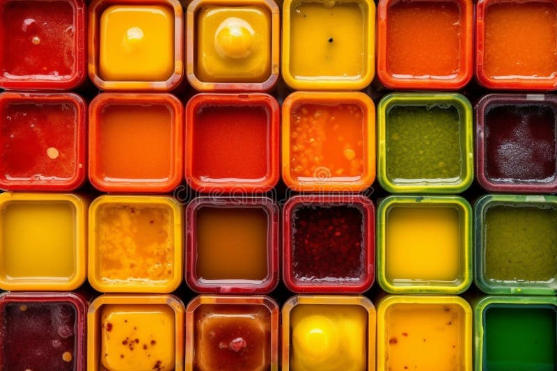 Different Types of Condiments or Spices Arranged in Boxes. Conceptual ...