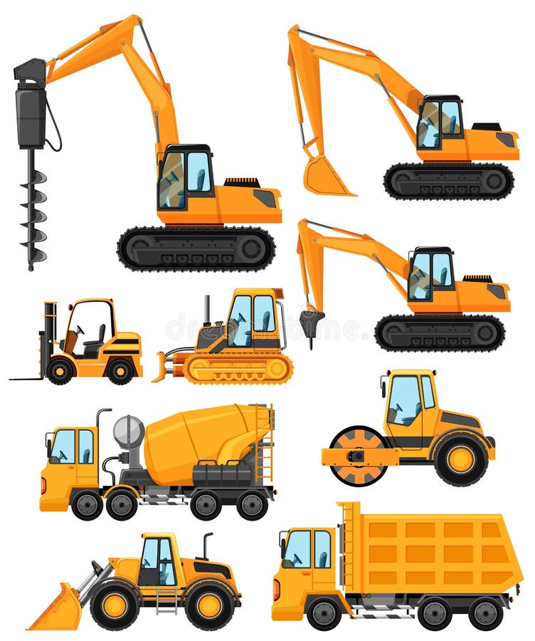 Different Types of Construction Vehicles Stock Vector - Illustration of ... Different Types of Construction Vehicles Stock Vector - Illustration of ...