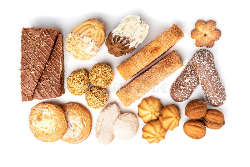 Different Types of Cookies Isolated on White Background. Stock Image ...