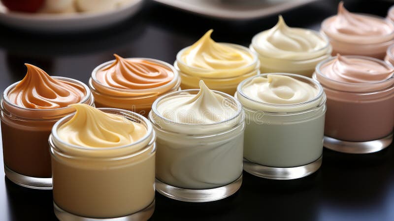 Different Types of Creams are Shown in Various Containers. Generative ...