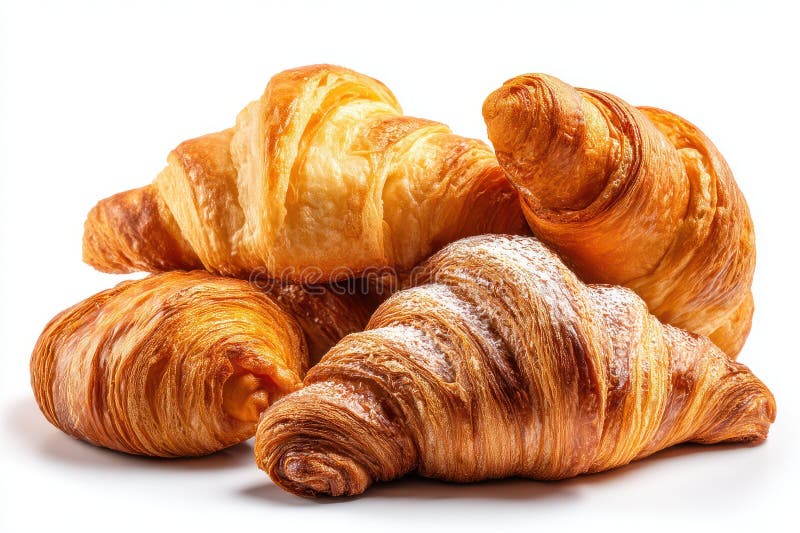 Different Types of Croissants Isolated on White Background at 4:3 Stock ...
