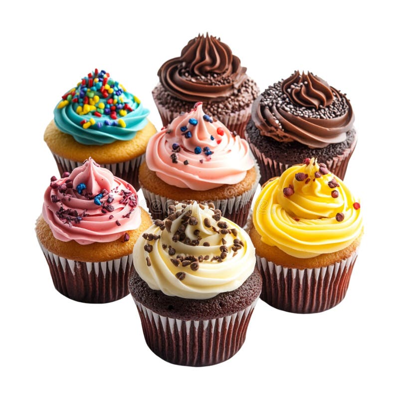 Different Types of Cupcakes on Transparent Background - Ai Generated ...