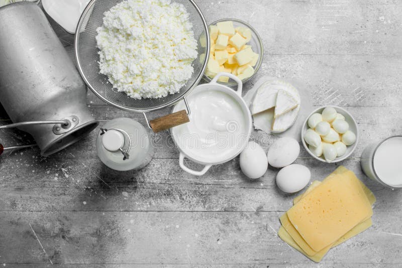 Different Types of Dairy Products Stock Image - Image of yogurt, milk ...