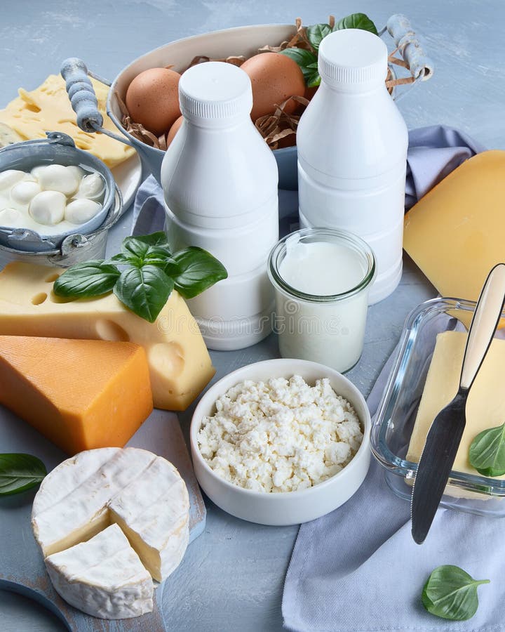 Different Types of Dairy Products Stock Photo - Image of drink, life ...