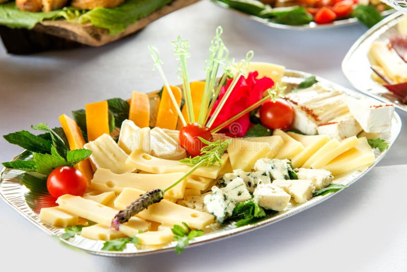 Different Types Delicacies of Meat and Cheese Arranged in a Plate Over ...