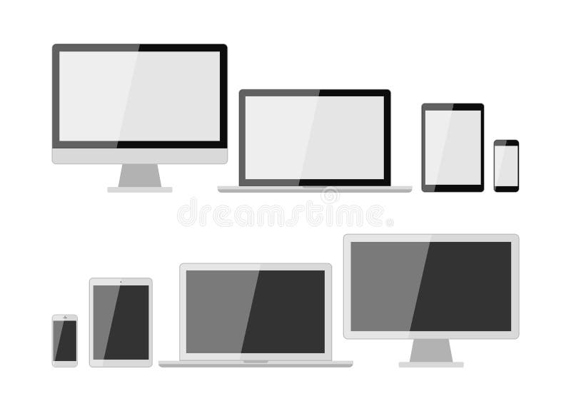 Different Types of Devices Set. Stock Vector - Illustration of phone ...