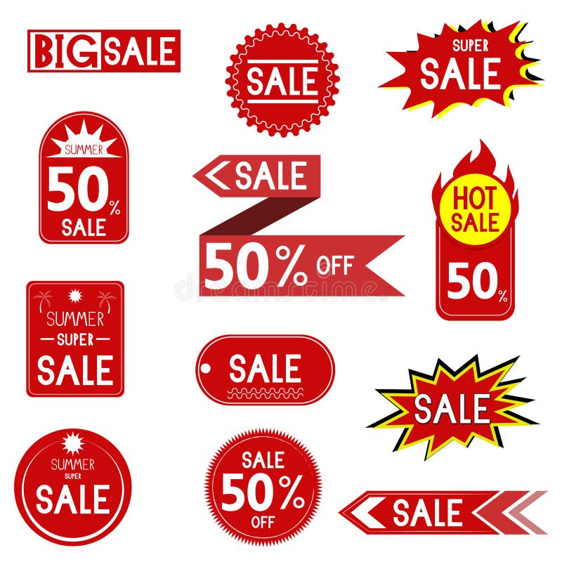 Different Types of Discount Labels Stock Vector - Illustration of ...