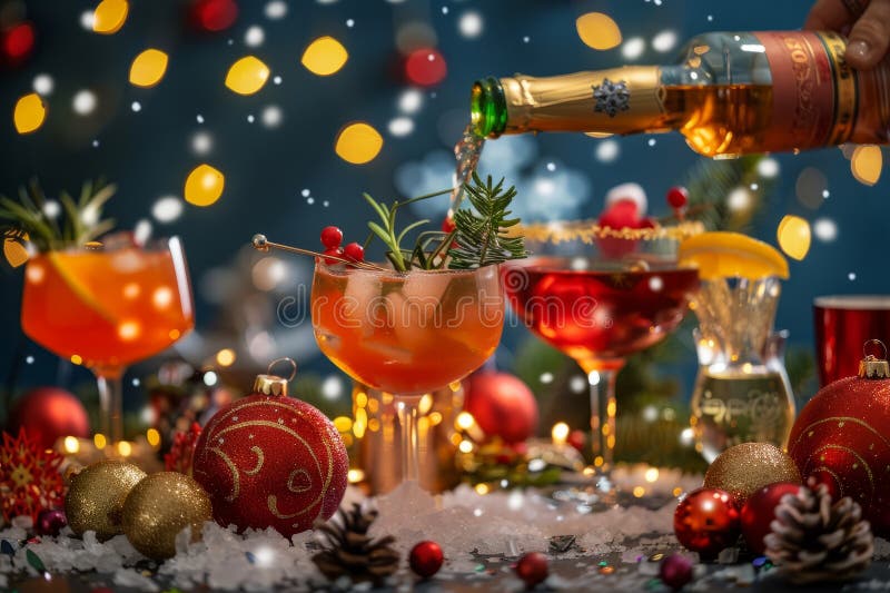 Different Types of Drinks, Each in a Glass, Arranged Neatly on a Table ...