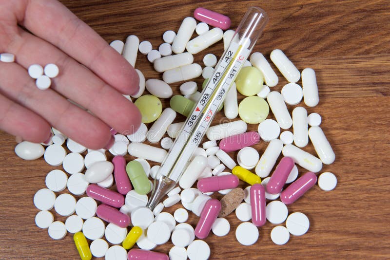 Different Types of Drugs are Scattered on the Table. Treatment of ...
