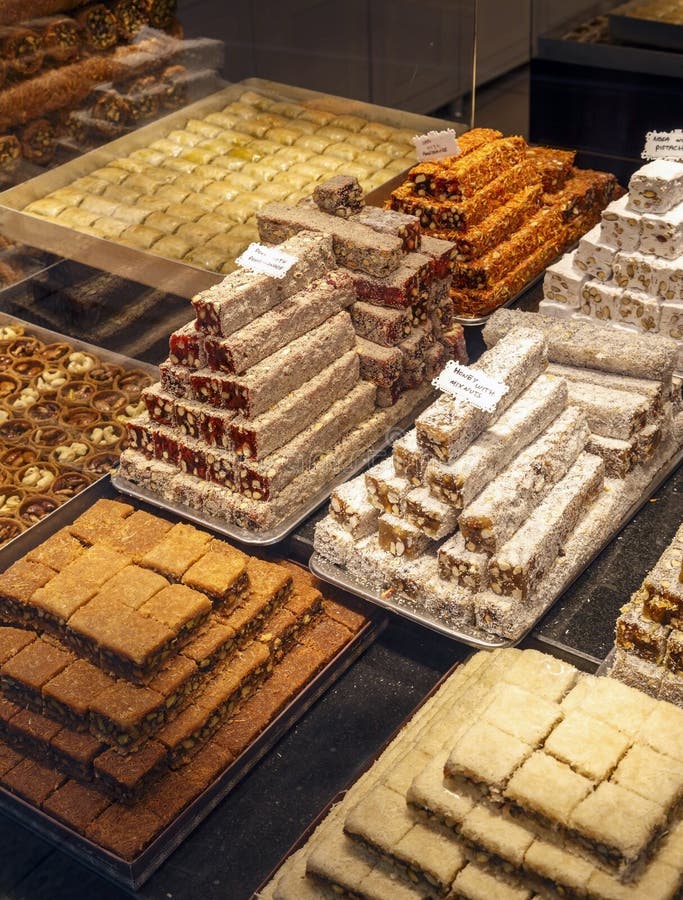 Different Types of Eastern Turkish Sweets in Shop. Stock Photo - Image ...