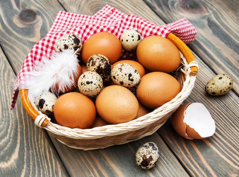 Different Types of Eggs in a Basket Stock Image - Image of health ...