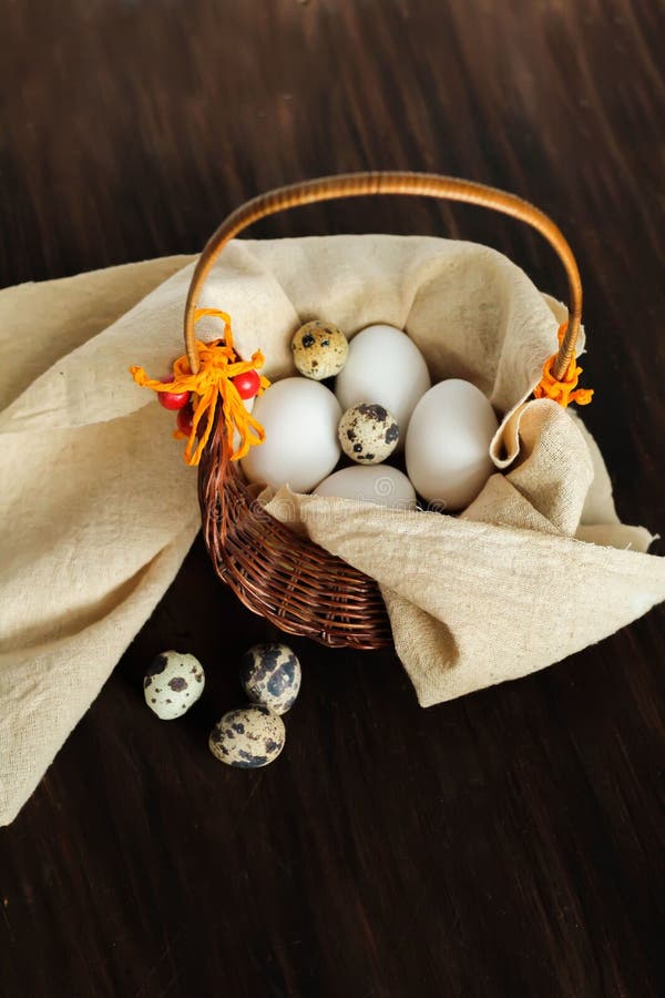 Different Types of Eggs in a Basket Stock Photo - Image of cuisine ...