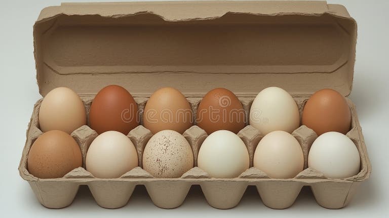 Different Types of Eggs Displayed in a Carton for Cooking or Baking ...