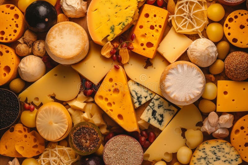 Different Types of Exotic Cheese. Conceptual Illustration, Background ...