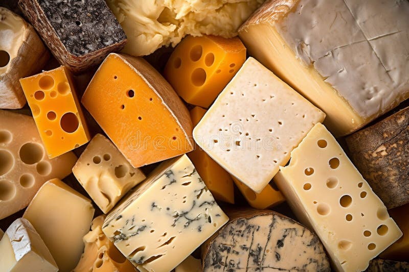 Different Types of Exotic Cheese. Conceptual Illustration, Background ...