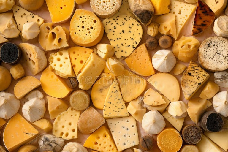 Different Types of Exotic Cheese. Conceptual Illustration, Background ...