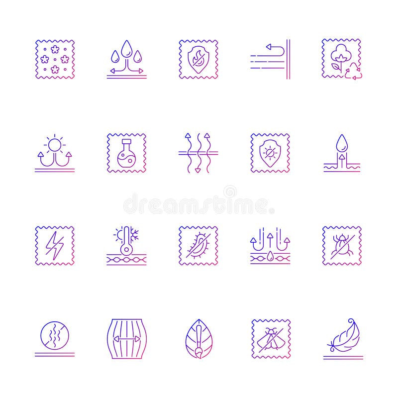 Different Types of Fabric Feature Gradient Linear Vector Icons Set ... Different Types of Fabric Feature Gradient Linear Vector Icons Set ...