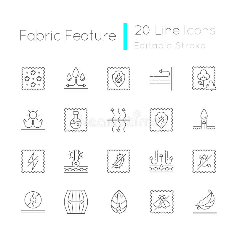 Different Types of Fabric Feature Linear Icons Set Stock Vector ... Different Types of Fabric Feature Linear Icons Set Stock Vector ...