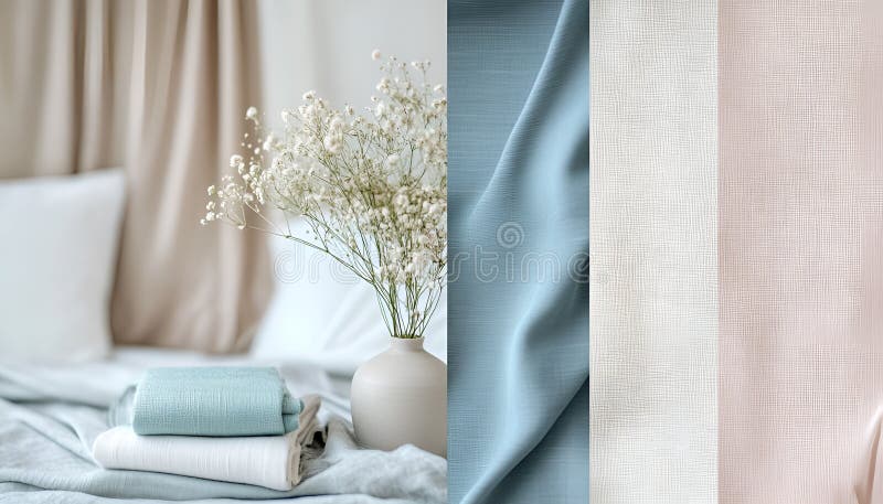Different Types of Fabrics with Color Palette Stock Photo - Image of ...