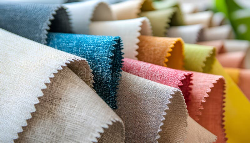 Different Types of Fabrics with Color Palette Stock Photo - Image of ...